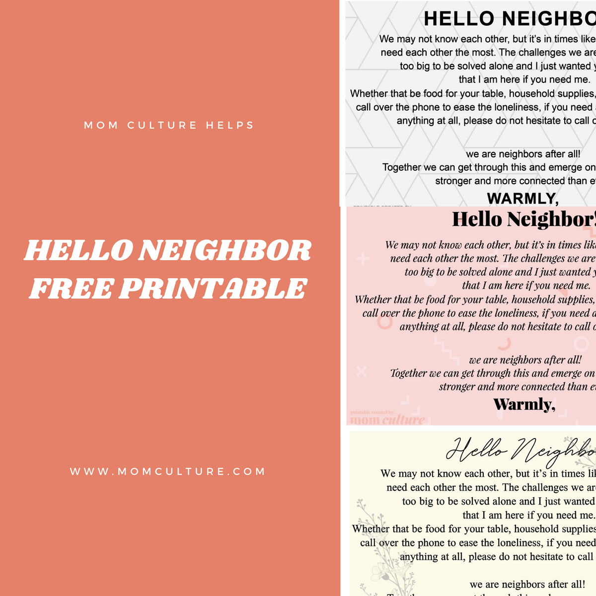 Hello Neighbor! Community in the wake of COVID-19 – Mom Culture®